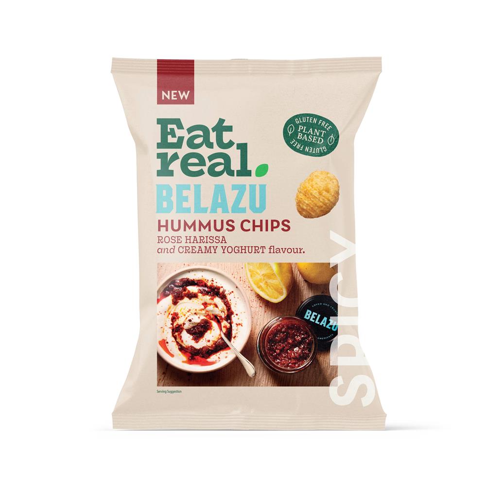 Eat Real Hummus Chips Belazu Rose Harissa & Natural Yoghurt 110g (Sold