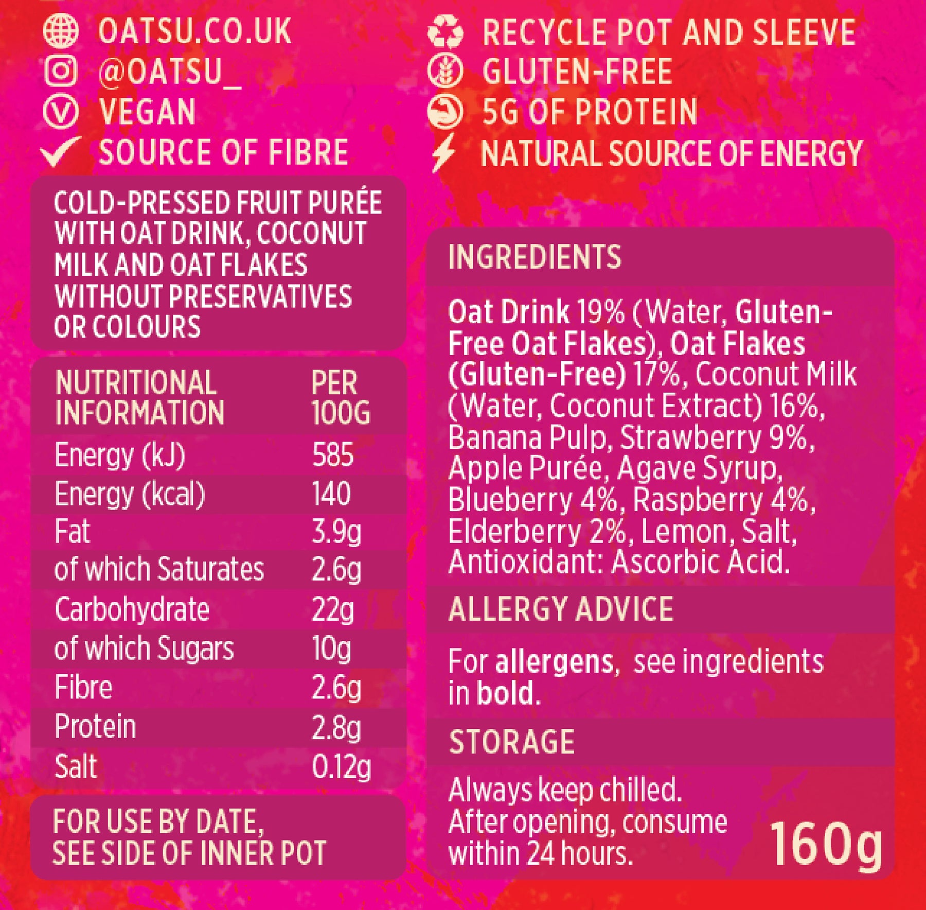 Oatsu Summer Berry Overnight Oats 160g (Sold in multiple of 2)