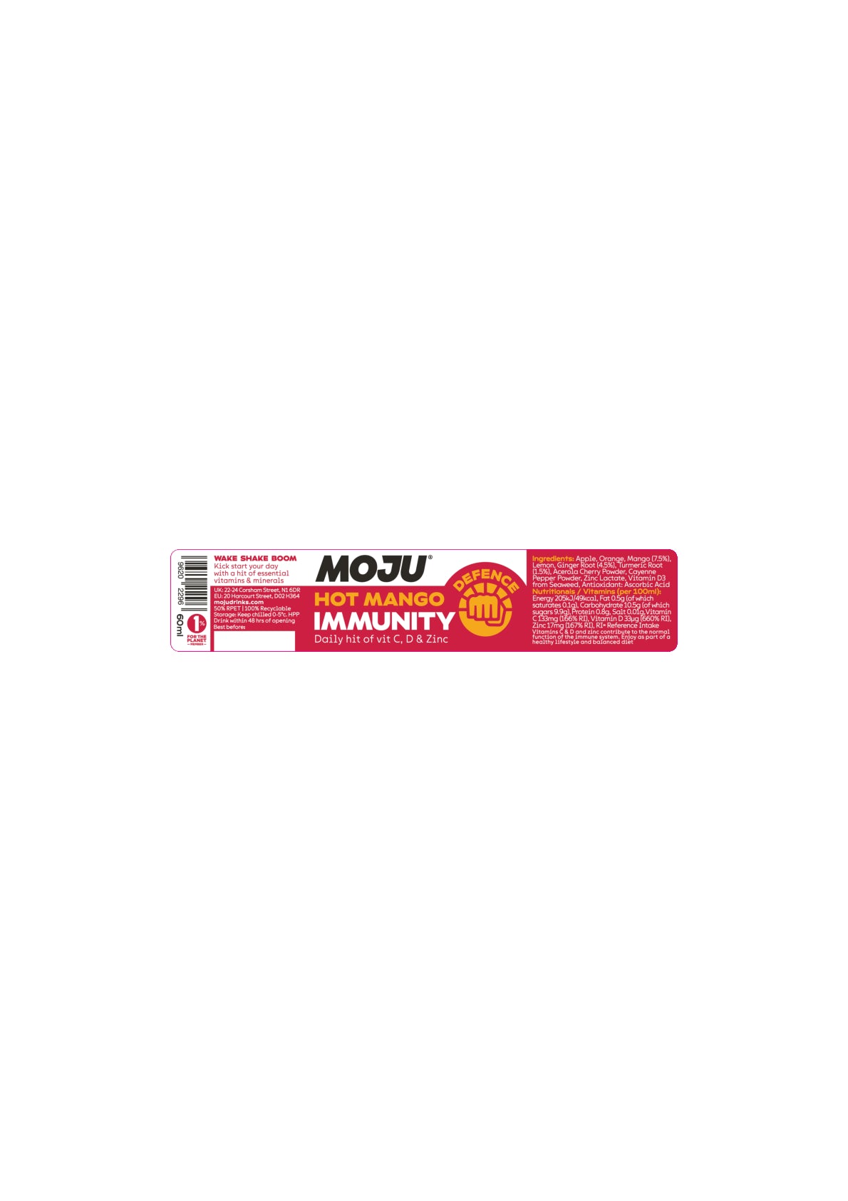 Moju MOJU Hot Mango Immunity Shot 60ml (formerly Hot Shot)