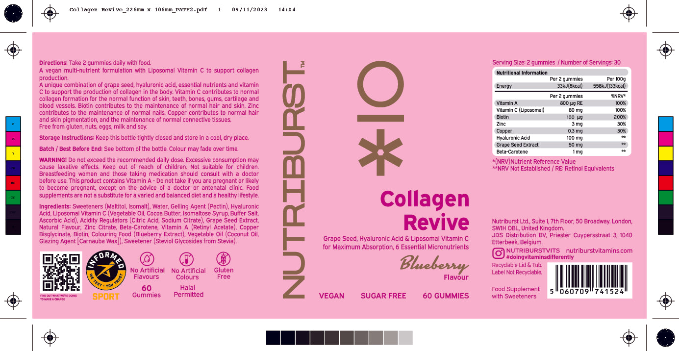 Nutriburst Sugar-free Vegan Collagen Revive 60x Gummies