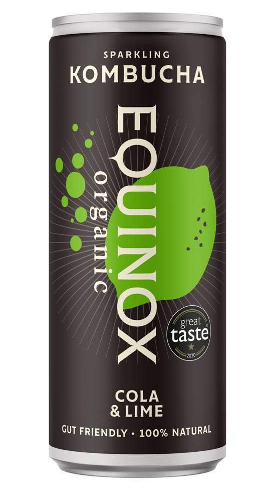 Equinox Kombucha Organic Kombucha Soft Drink Cola & Lime 250ml Can (So