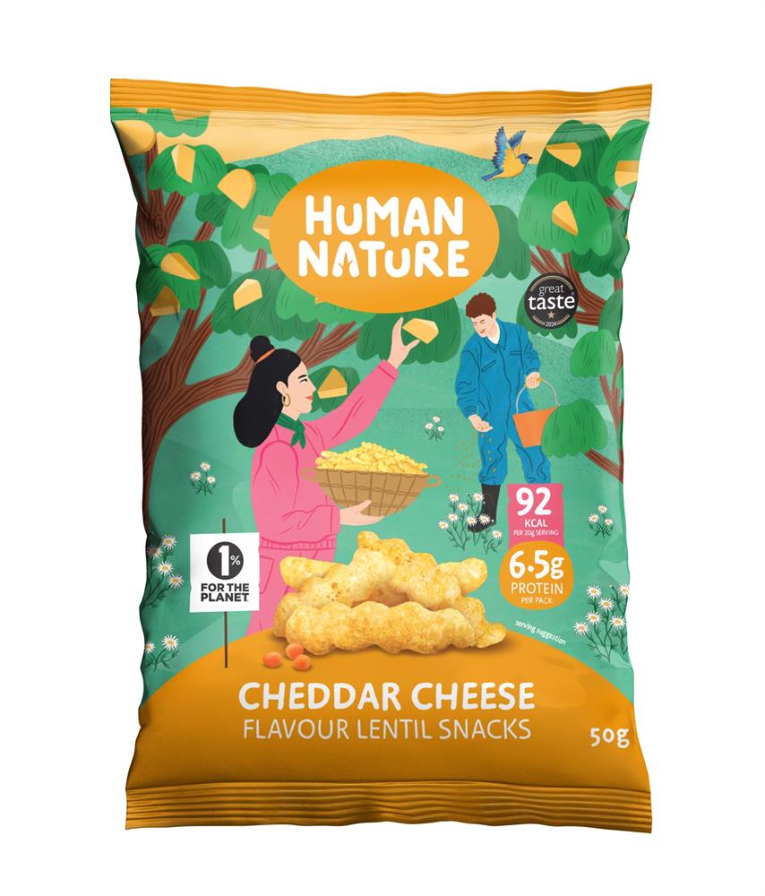 Human Nature Cheddar Cheese Lentil Snack 50g (Sold in multiple of 10)