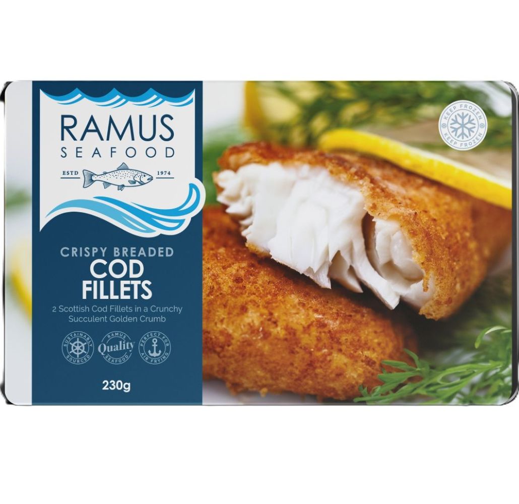 Ramus Seafood Ramus Frozen Breaded Crunchy Cod Fillets 240g