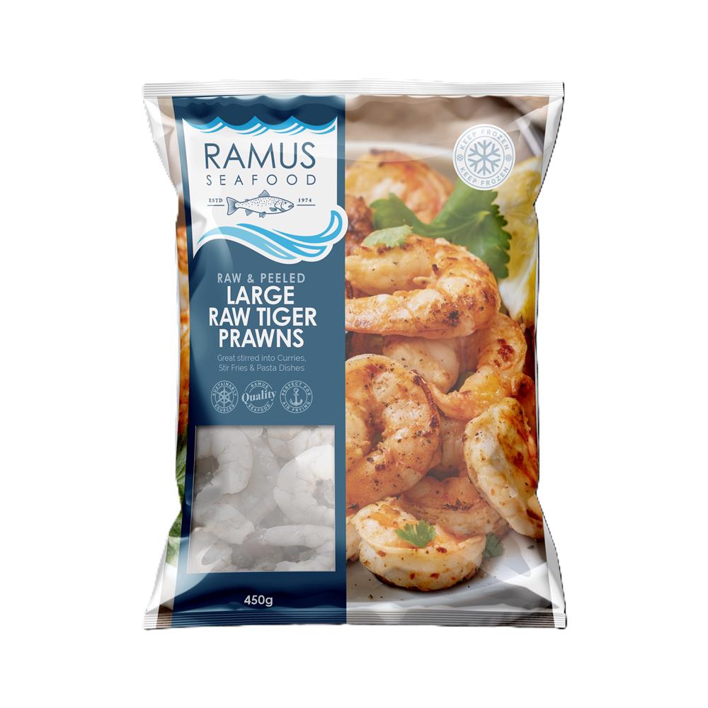 Ramus Seafood Frozen Raw & Peeled Large Raw Tiger Prawns 200g